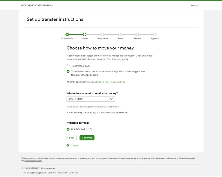 從Fidelity NetBenefits的ESPP帳戶轉美金到Firstrade的帳戶